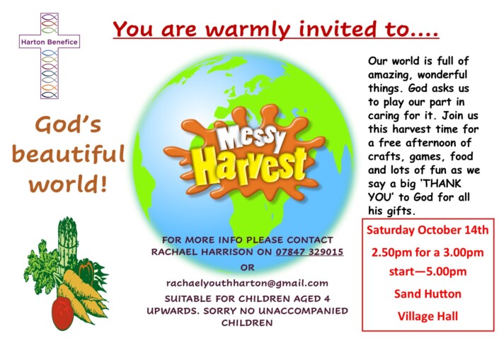 Invitation to Messy Harvest Event for Children – Sand Hutton Village ...